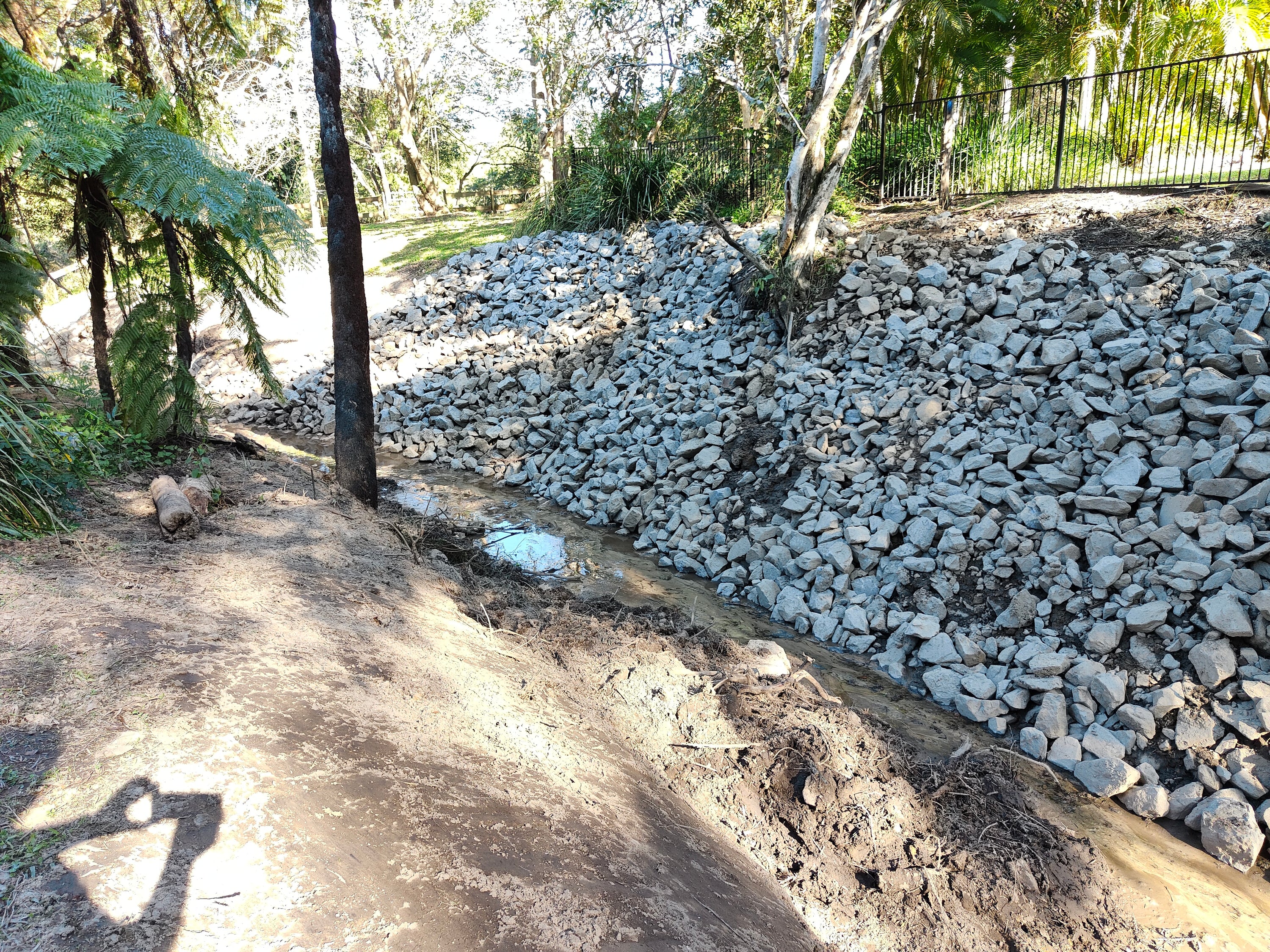 Rock Retaining Wall in Bonogin - Creek Embankment Erosion Control ...