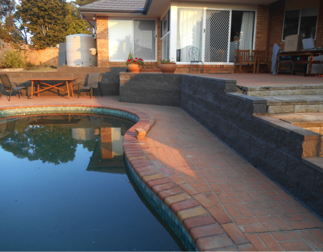 Charcoal Split Face Besser Block Wall Installation in Robina, Gold ...