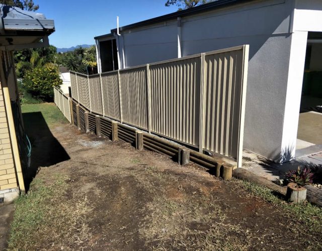 Treated Pine Log Retaining Wall Installation in Southport, Gold Coast ...